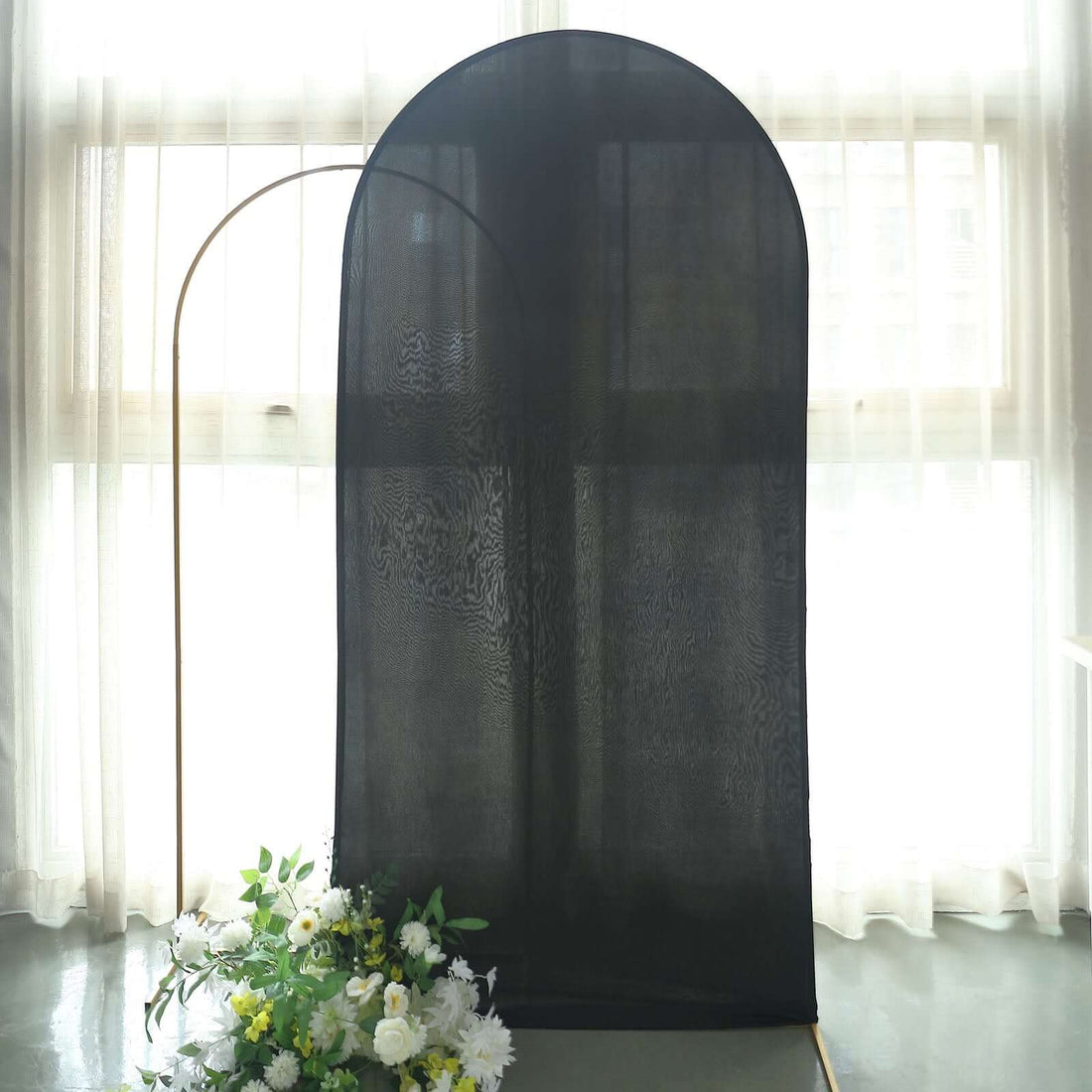7ft Matte Black Spandex Wedding Arch Cover | eFavormart