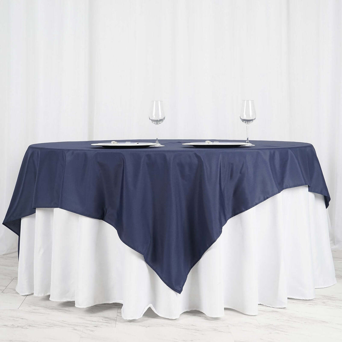 Polyester Square Overlay 90"x90" Navy Blue | eFavormart
