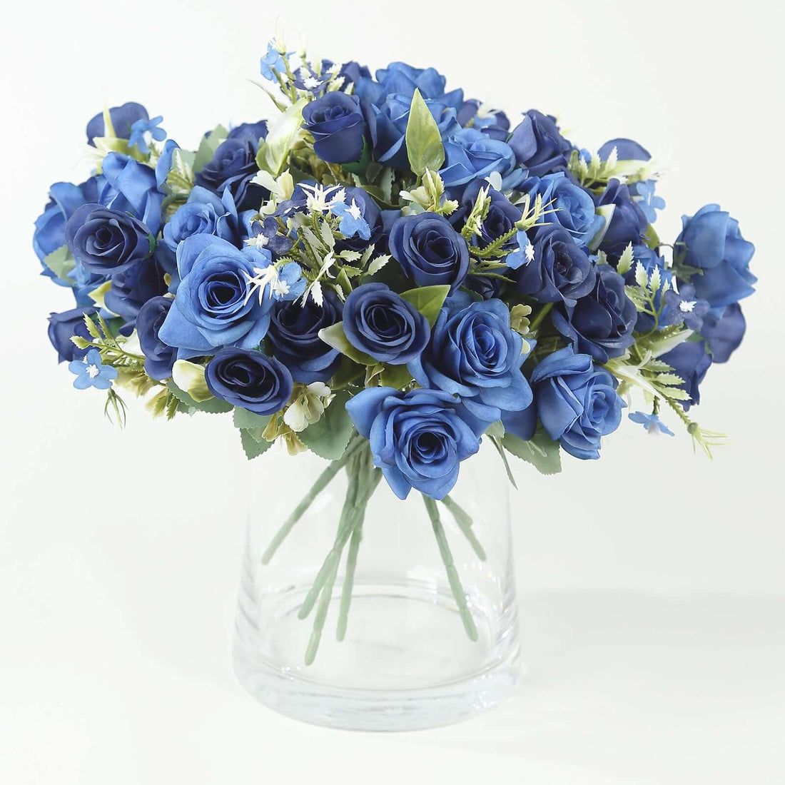 Navy Blue Real Touch Silk Rose Bouquet | eFavormart