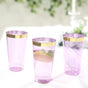 Plastic Party Cups 17oz Transparent Purple with Gold Rim | eFavormart