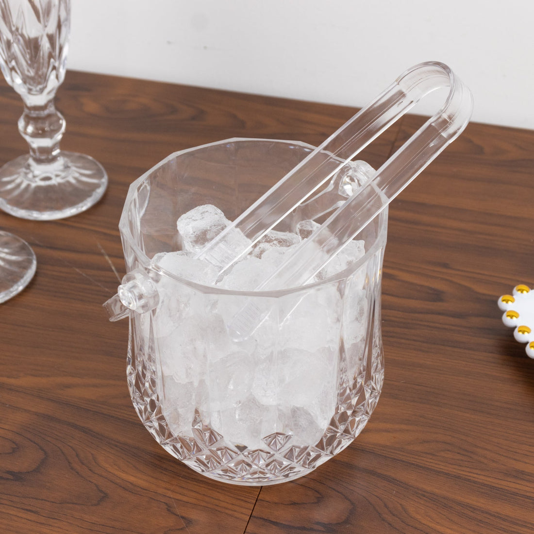 Clear Crystal-Cut Ice Buckets with Tongs 5"x5" | eFavormart
