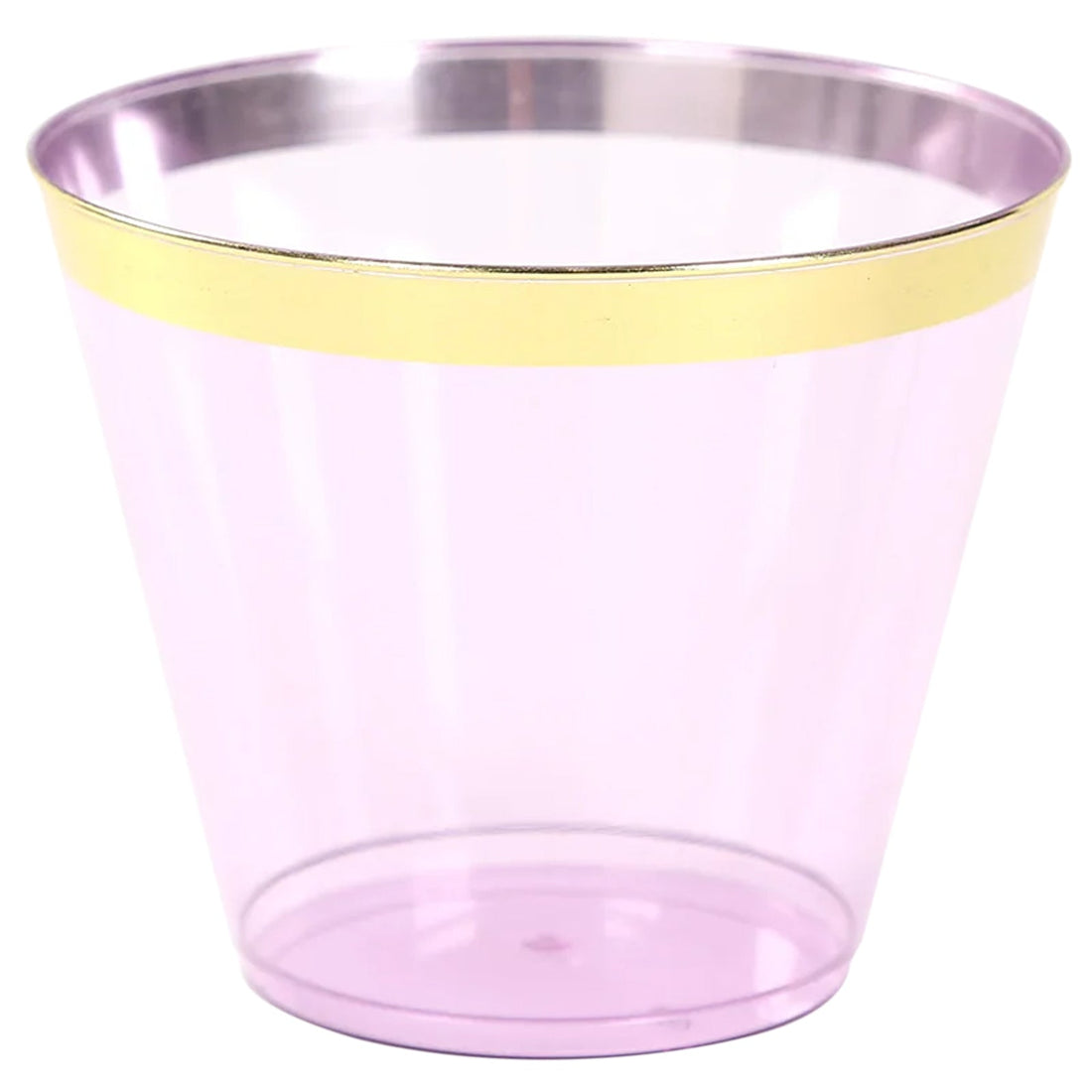 Plastic Party Cups 9oz Purple with Gold Rim | eFavormart