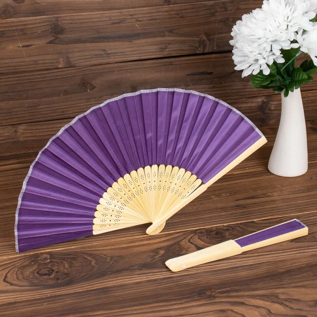 5-Pack Purple Asian Silk Folding Fans | eFavormart