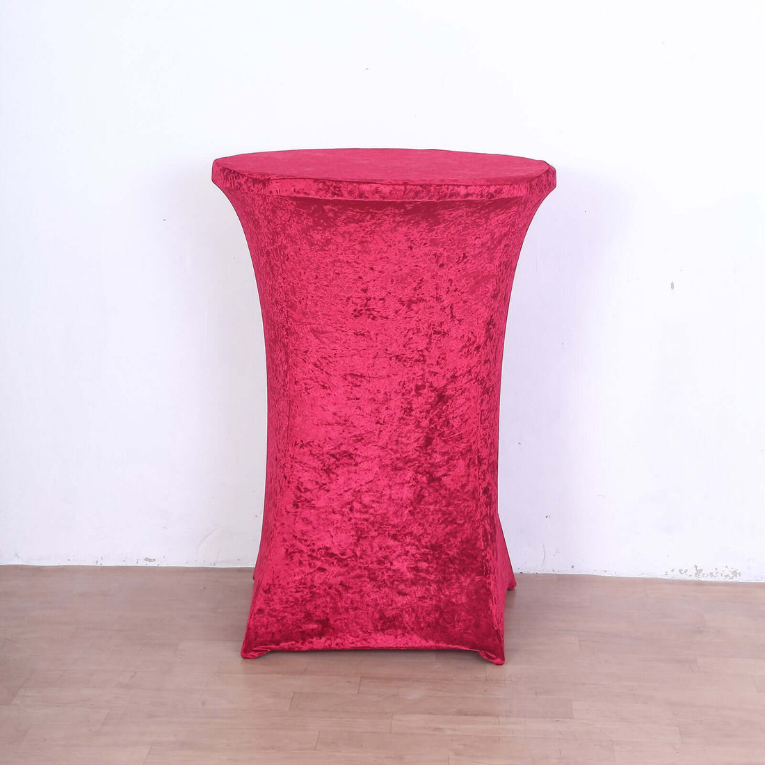 Crushed Velvet Highboy Tablecloth 32" Red | eFavormart