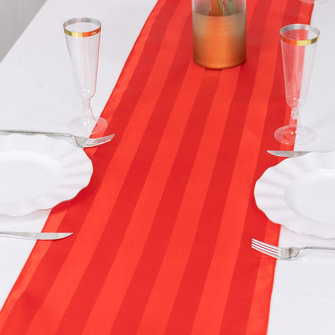 Satin Stripe Table Runner 12"x108" Red | eFavormart