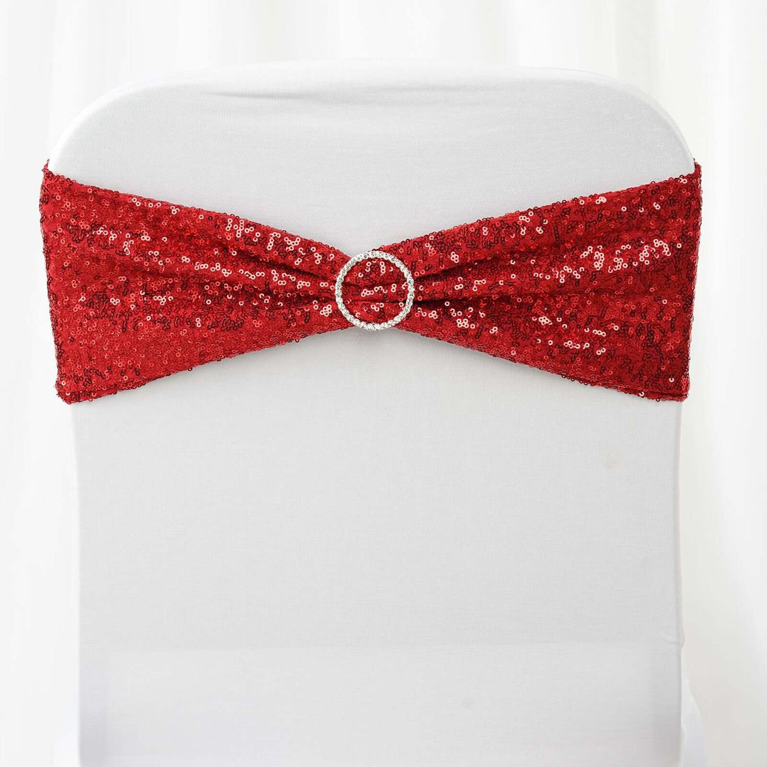 Sequin Spandex Chair Sashes 6"x15" Red | eFavormart