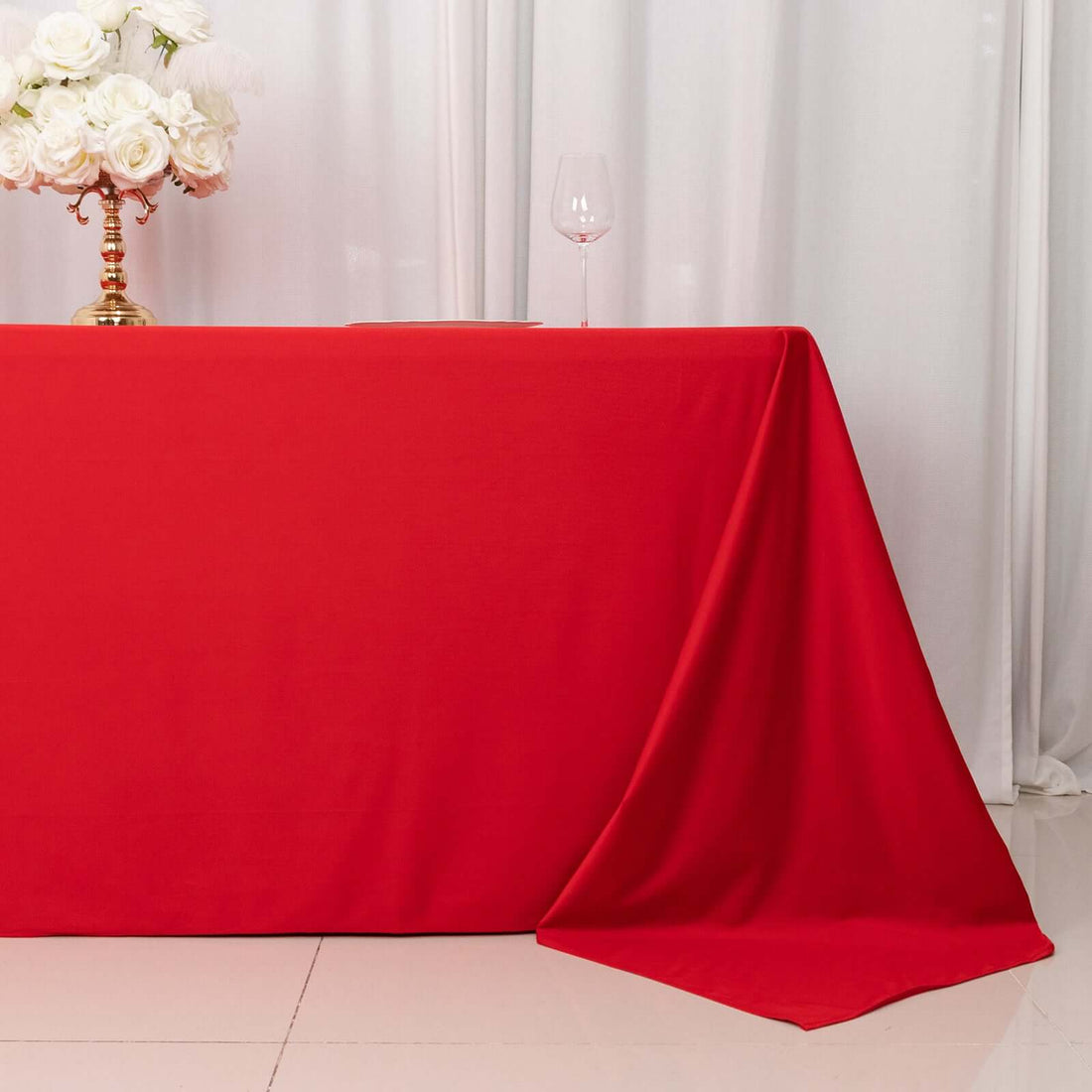 Scuba Rectangular Tablecloth 90"x132" Red | eFavormart
