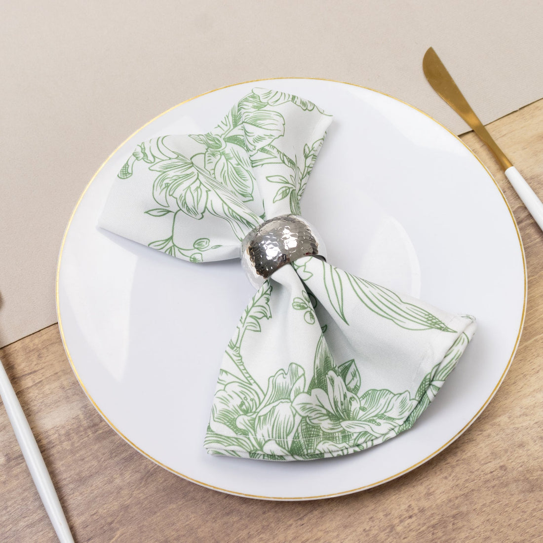French Toile Cloth Napkins Dusty Sage Polyester | eFavormart