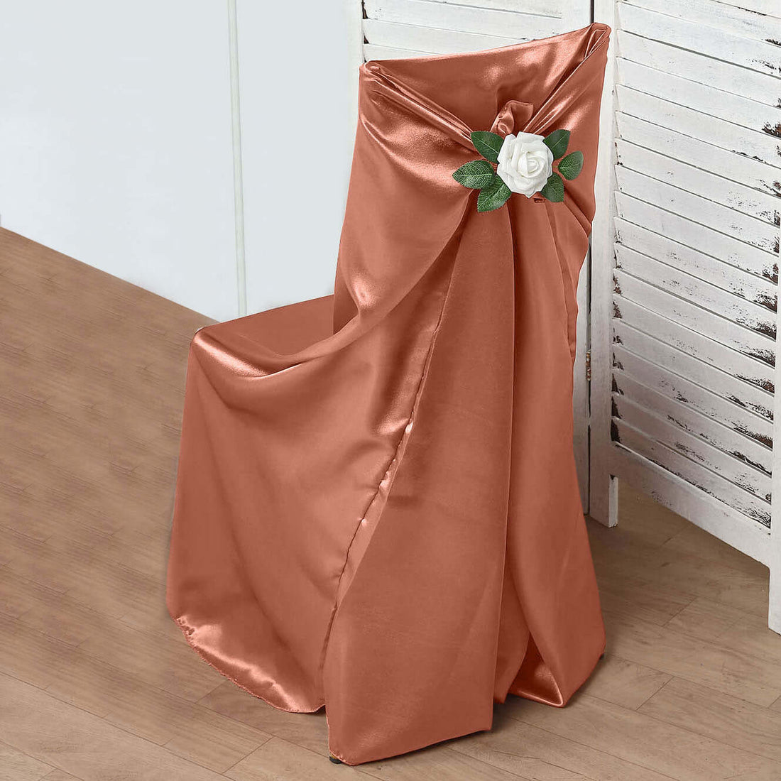 Satin Universal Chair Cover Terracotta | eFavormart
