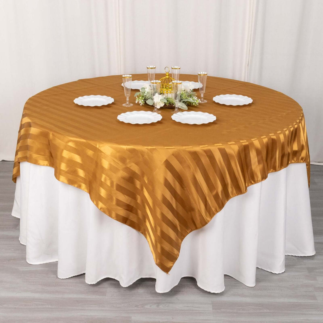 Stripe Table Overlay 72"x72" Gold | eFavormart