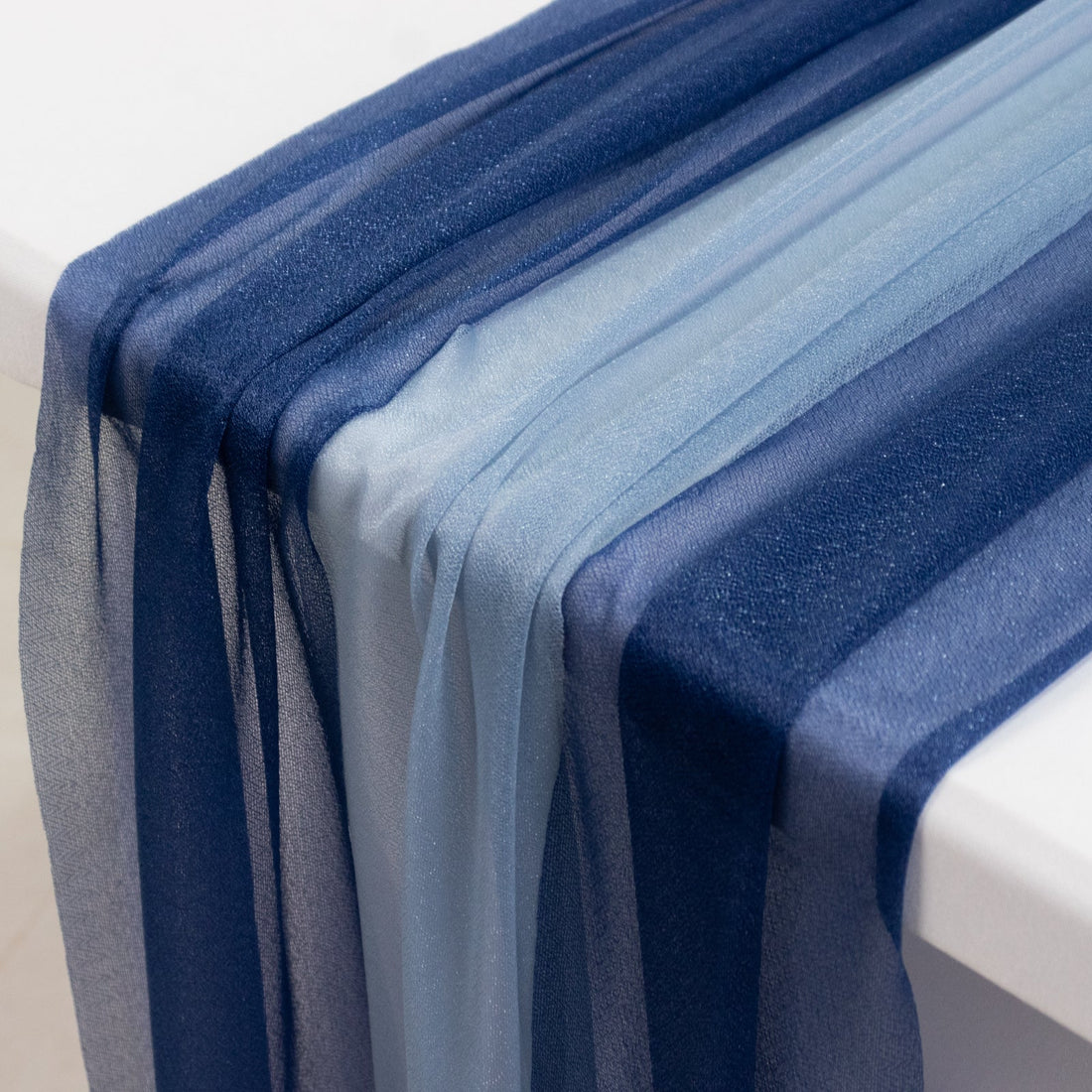 Navy Blue & Dusty Blue Sheer Table Runner | eFavormart
