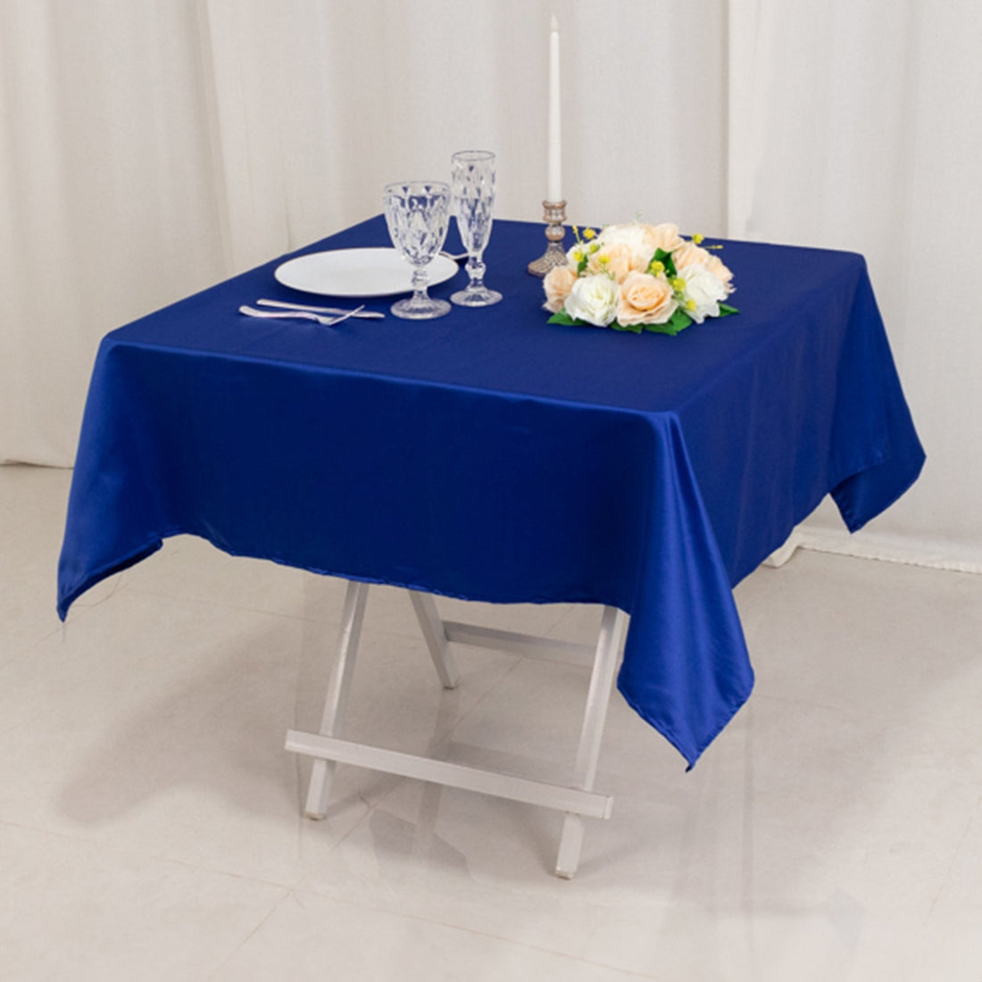 Lamour Satin Overlay 54"x54" Royal Blue | eFavormart