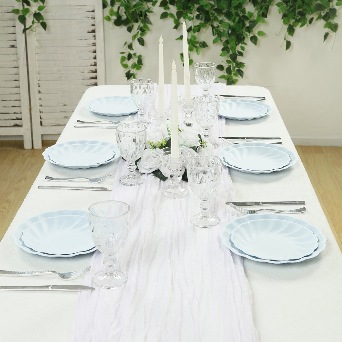 20 Pack Compostable Dessert Plates Light Blue 7" Bamboo | eFavormart