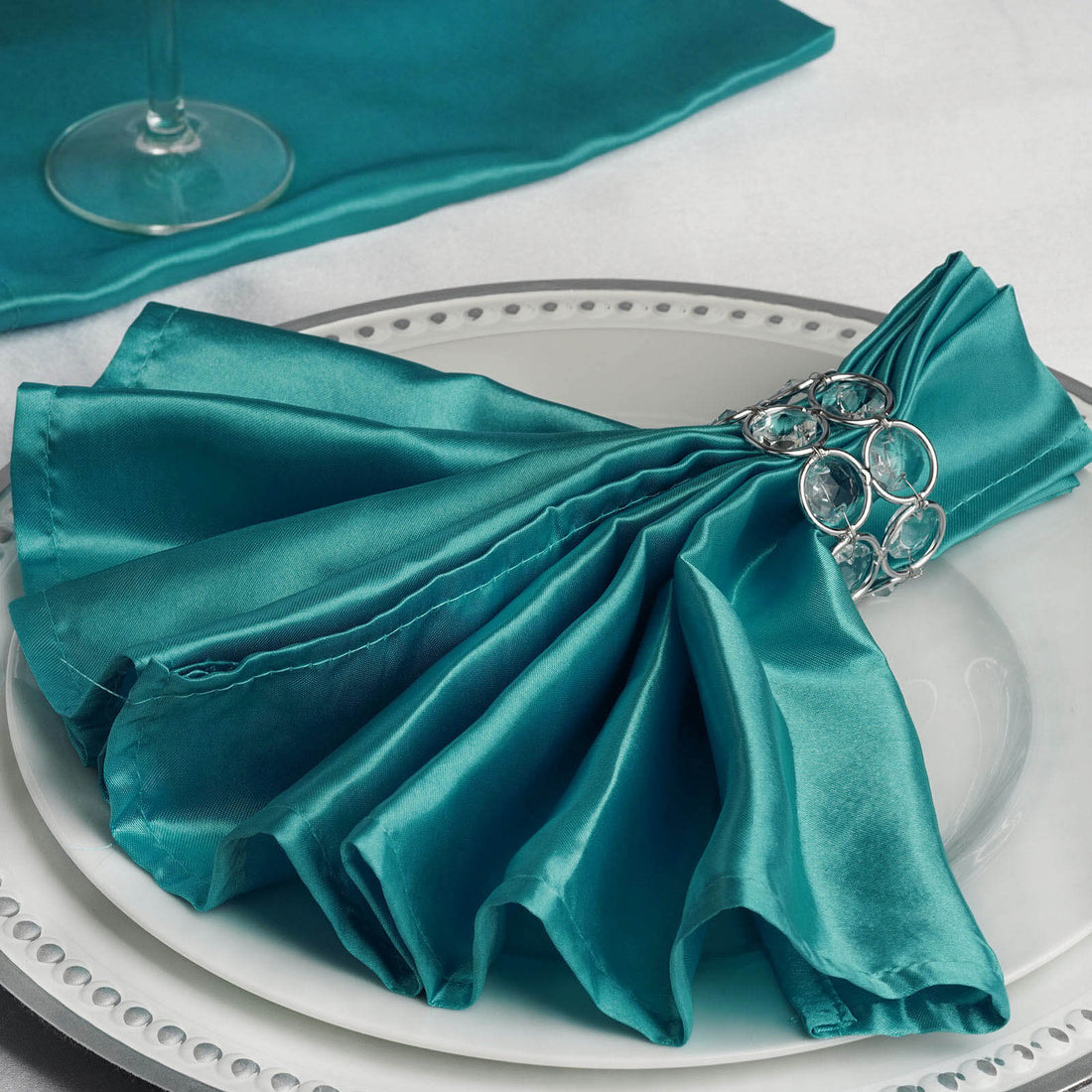 Satin Cloth Napkins 20"x20" Turquoise | eFavormart