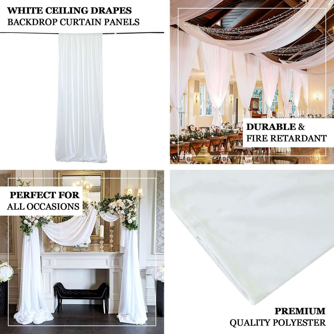 5ftx20ft White Scuba Polyester Curtain Draping | eFavormart
