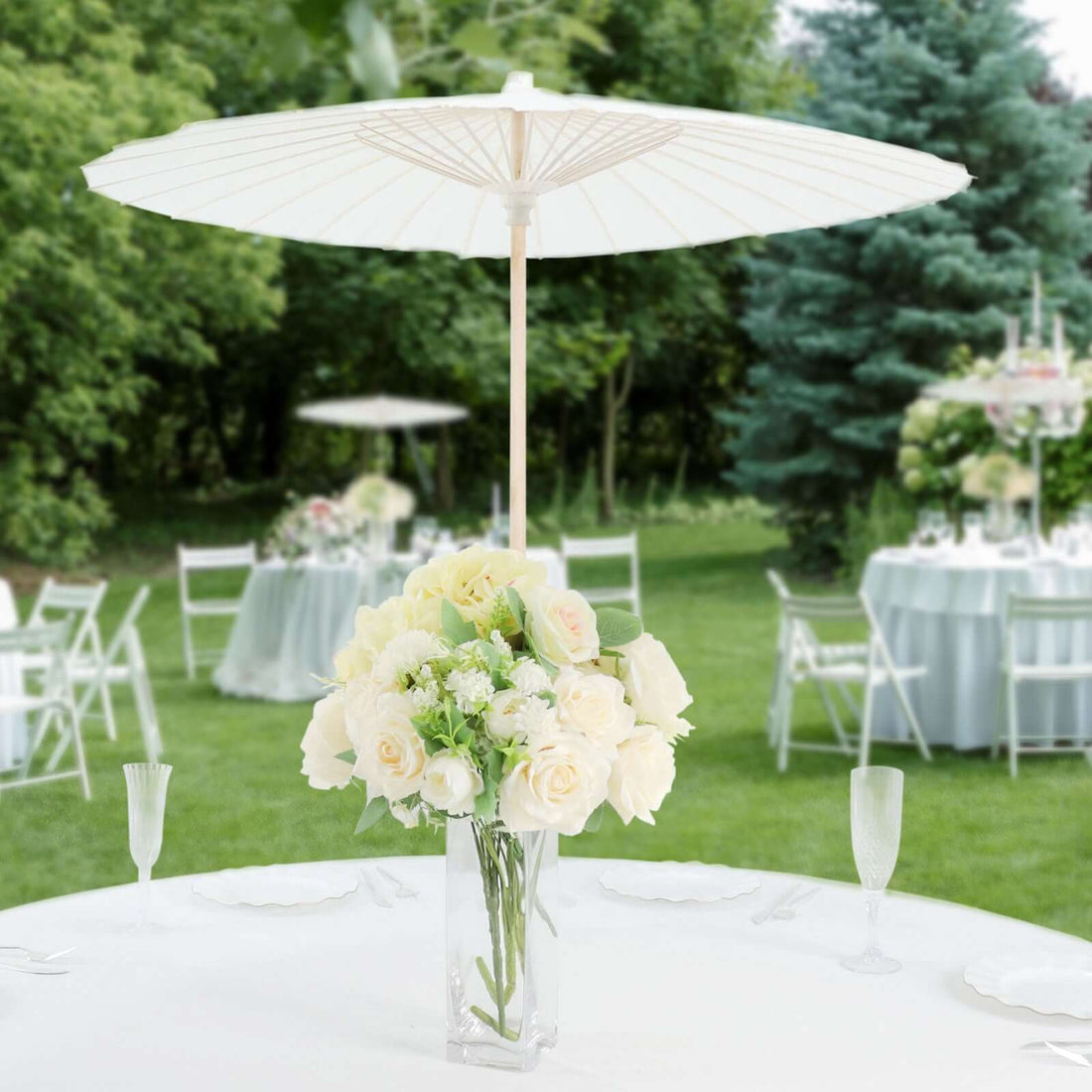 Paper/Bamboo Parasol White 32" | eFavormart