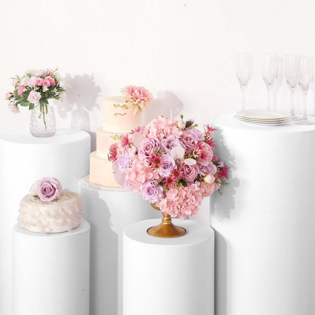5 White Cylinder Pillar Prop Covers | eFavormart