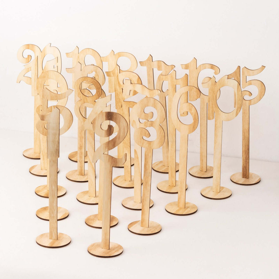 1-20 Wooden Table Numbers Natural 11" | eFavormart