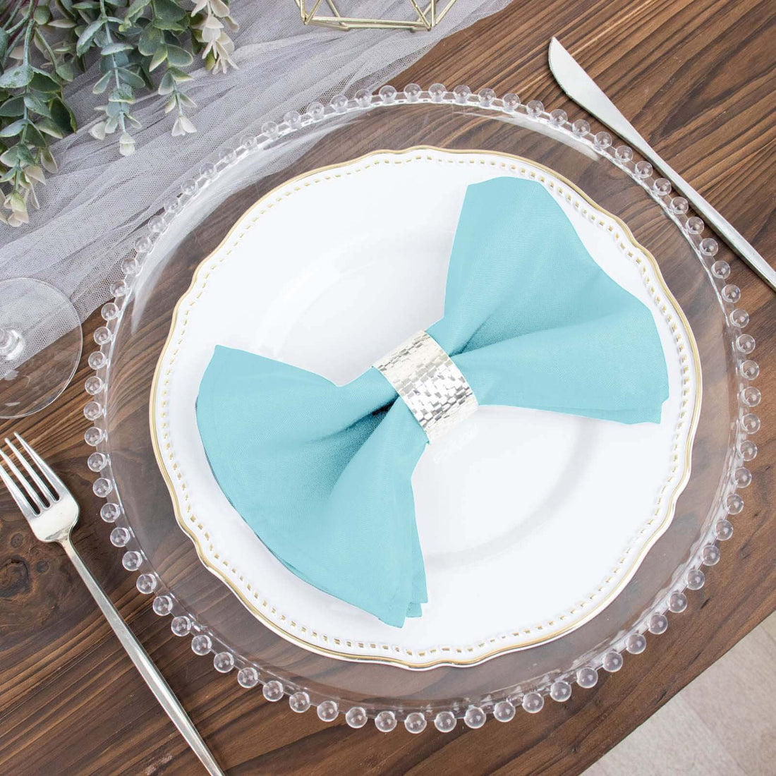 Polyester Dinner Napkin 17"x17" Light Blue | eFavormart