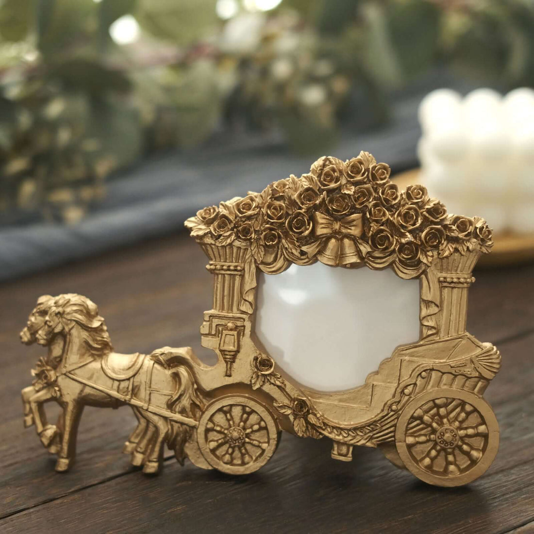 Resin Horse Carriage Picture Frame Gold 7" | eFavormart