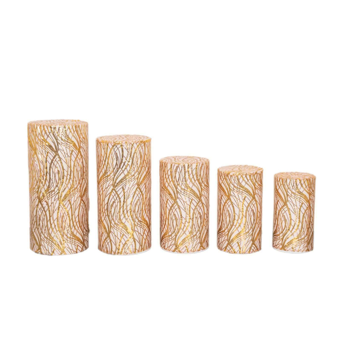 5 Rose Gold Wave Mesh Cylinder Pillar Prop Covers | eFavormart