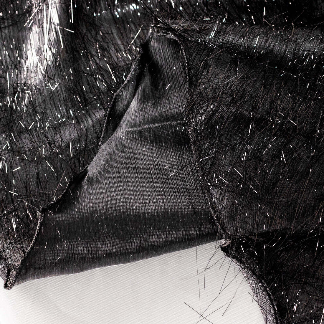 Fringe Tinsel Table Overlay 72"x72" Black | eFavormart