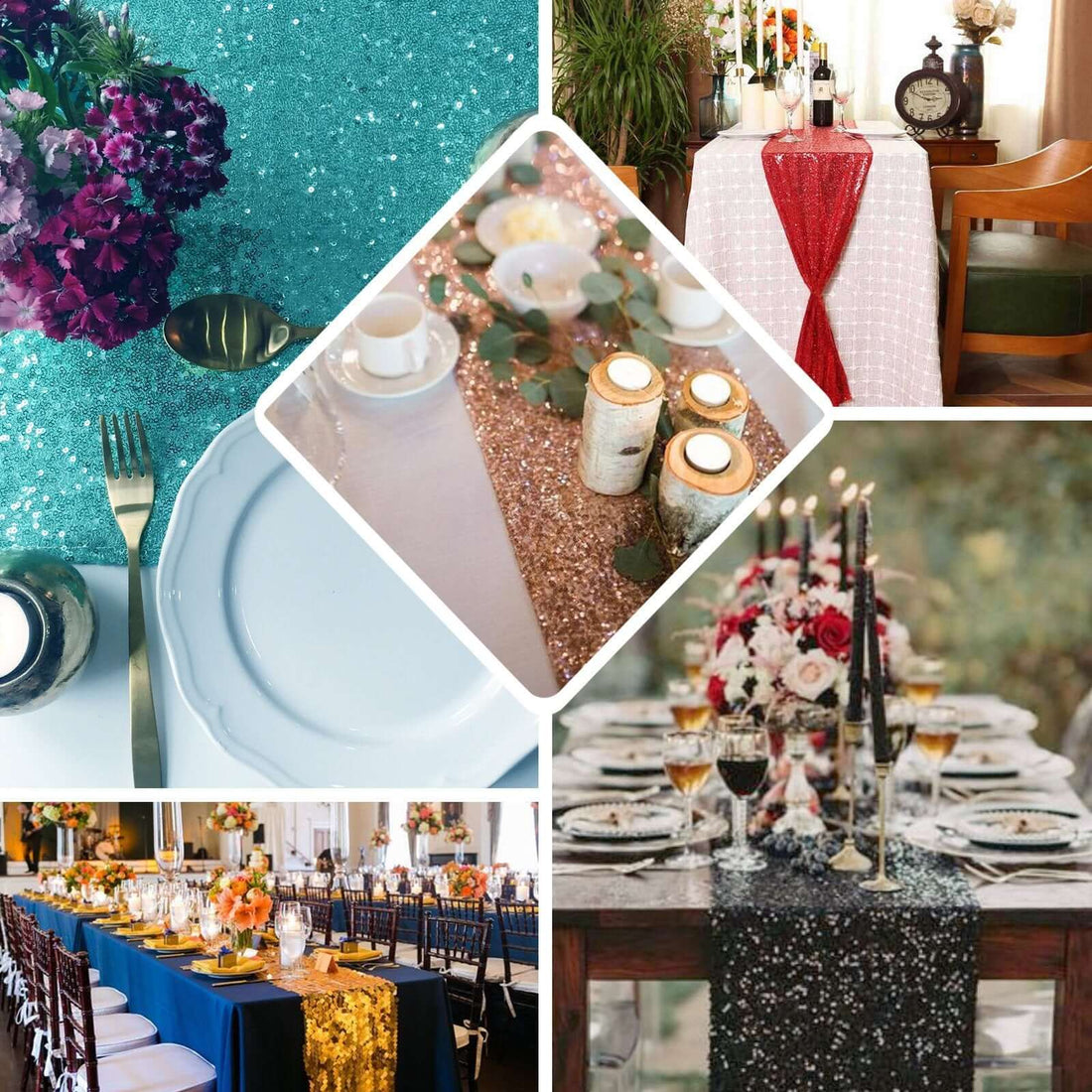 Sequin Table Runner 12 X108 Dusty Blue Efavormart