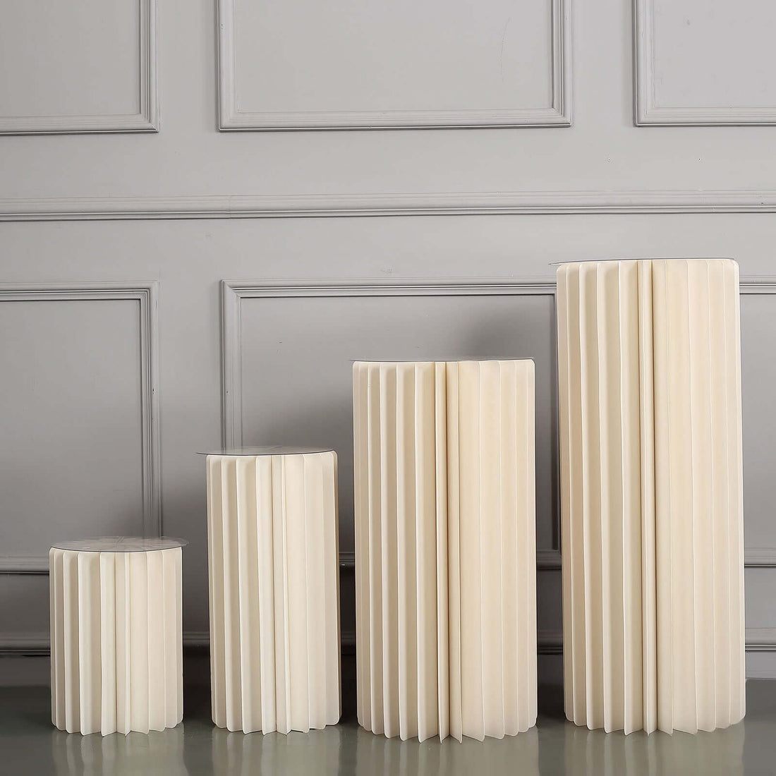 Ivory Cylinder Pillar Pedestal Stand 24" | eFavormart