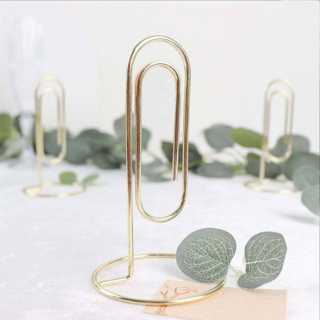 Gold Paperclip Card Holder Stands 5 Pack | eFavormart