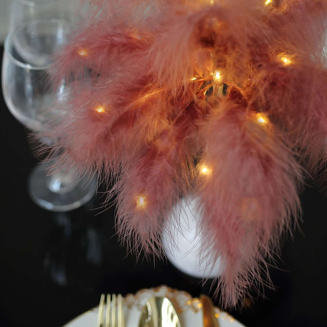 Feathers Table Lamp Cinnamon Rose 15" | eFavormart