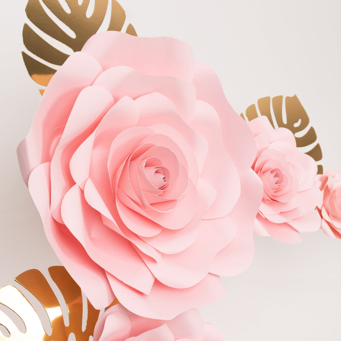 Pink Rose Paper Flowers & Gold Leaves | eFavormart