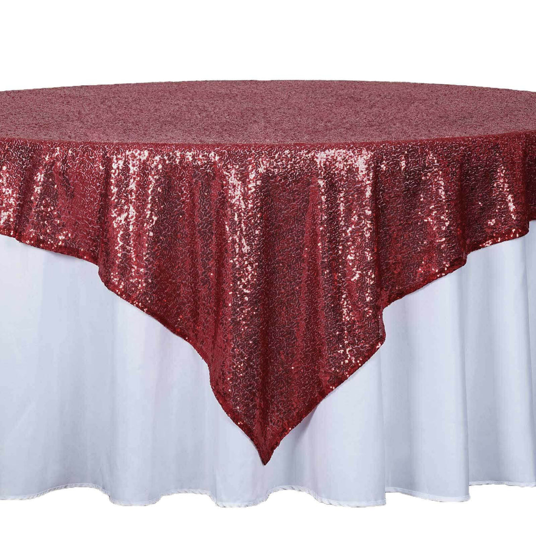Sequin Square Overlay 72"x72" Burgundy | eFavormart