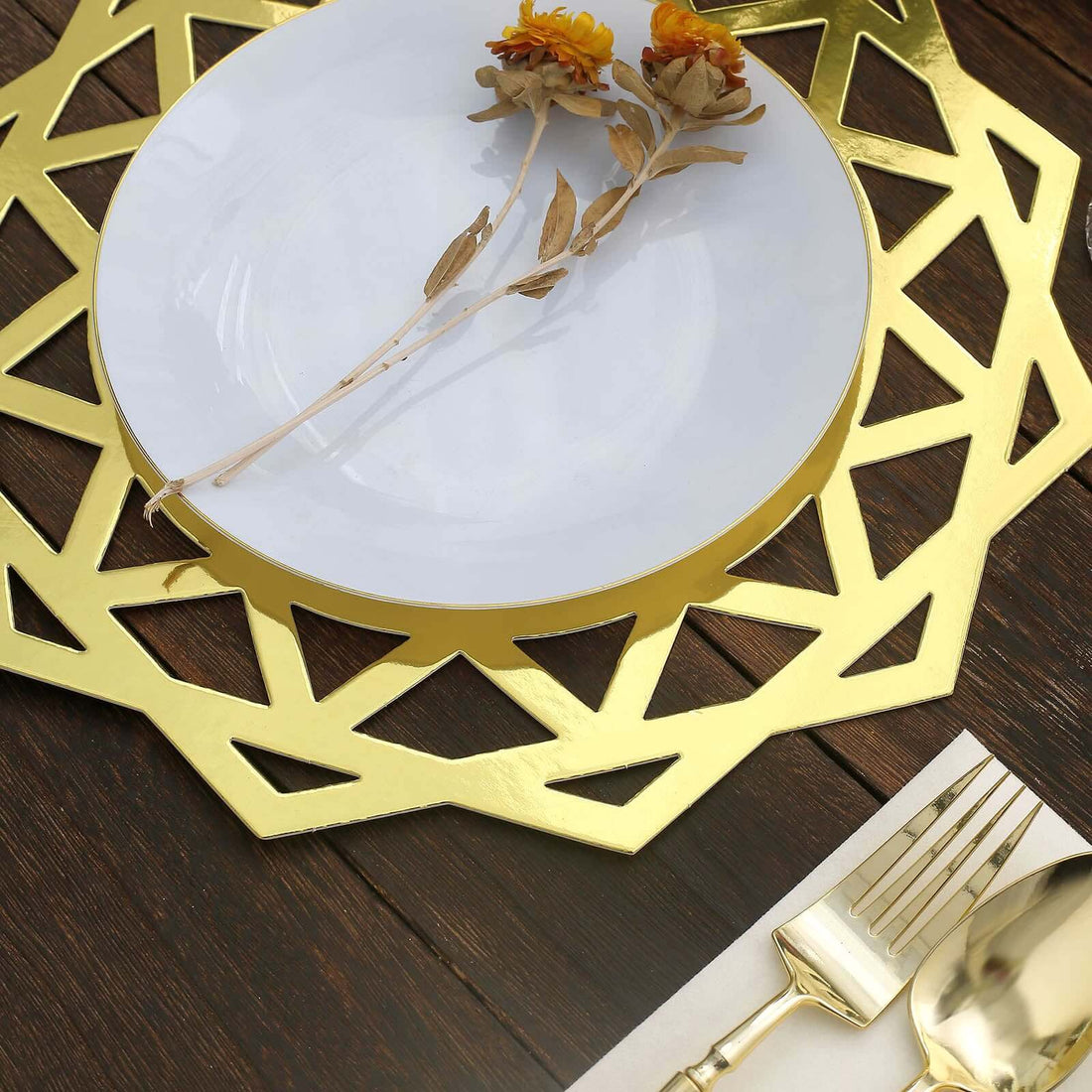Cardboard Star Placemats 13" Metallic Gold | eFavormart