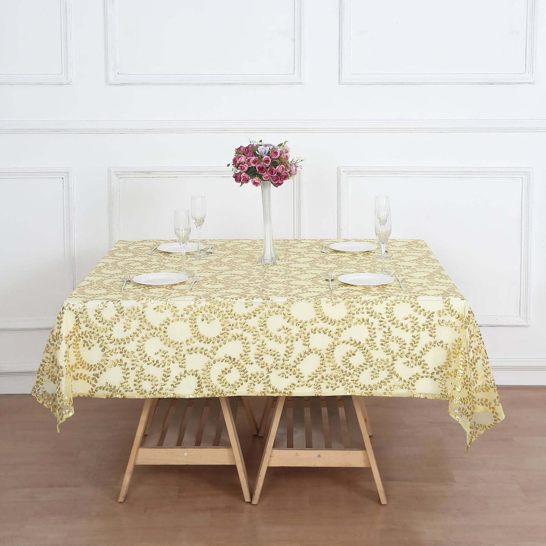 Tulle Table Overlay 72"x72" Gold | eFavormart