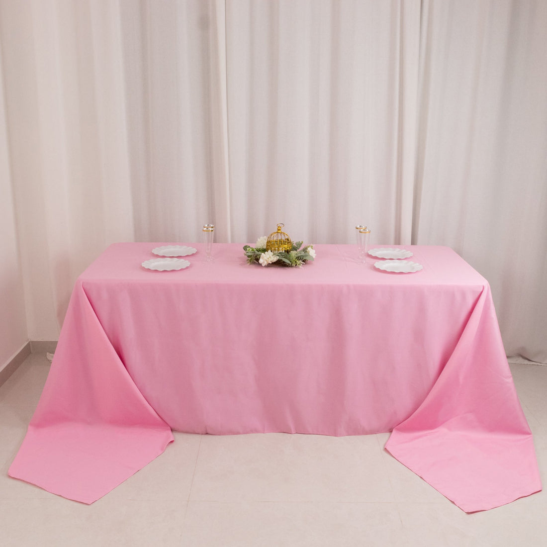 Premium Polyester Tablecloth 90"x156" Pink | eFavormart