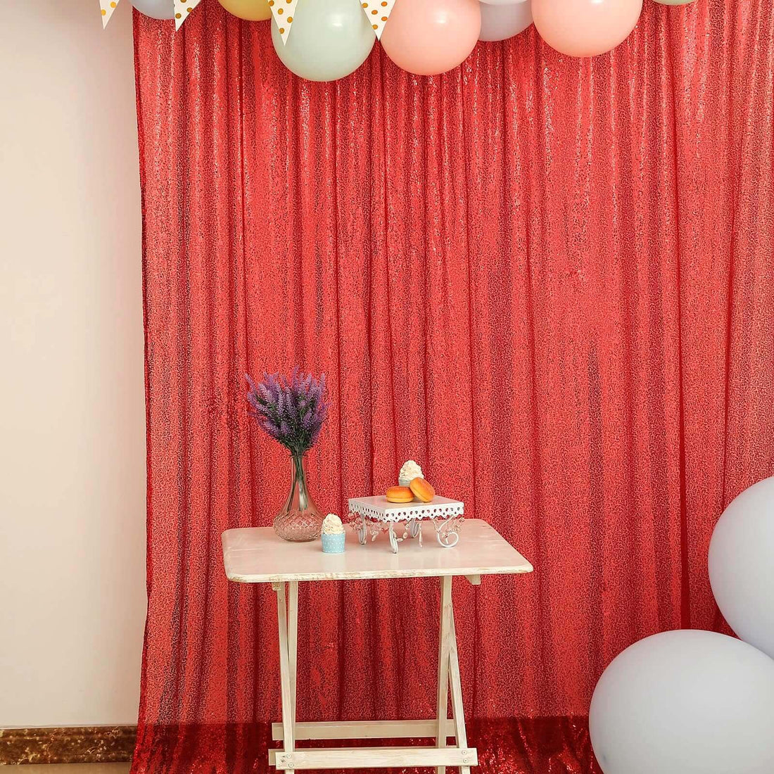 Red Sequin Divider Backdrop Drape Curtain 8ftx8ft | eFavormart