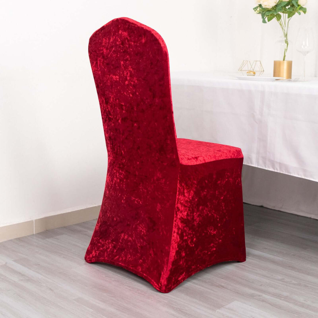 Crushed Velvet Spandex Banquet Chair Cover Red | eFavormart