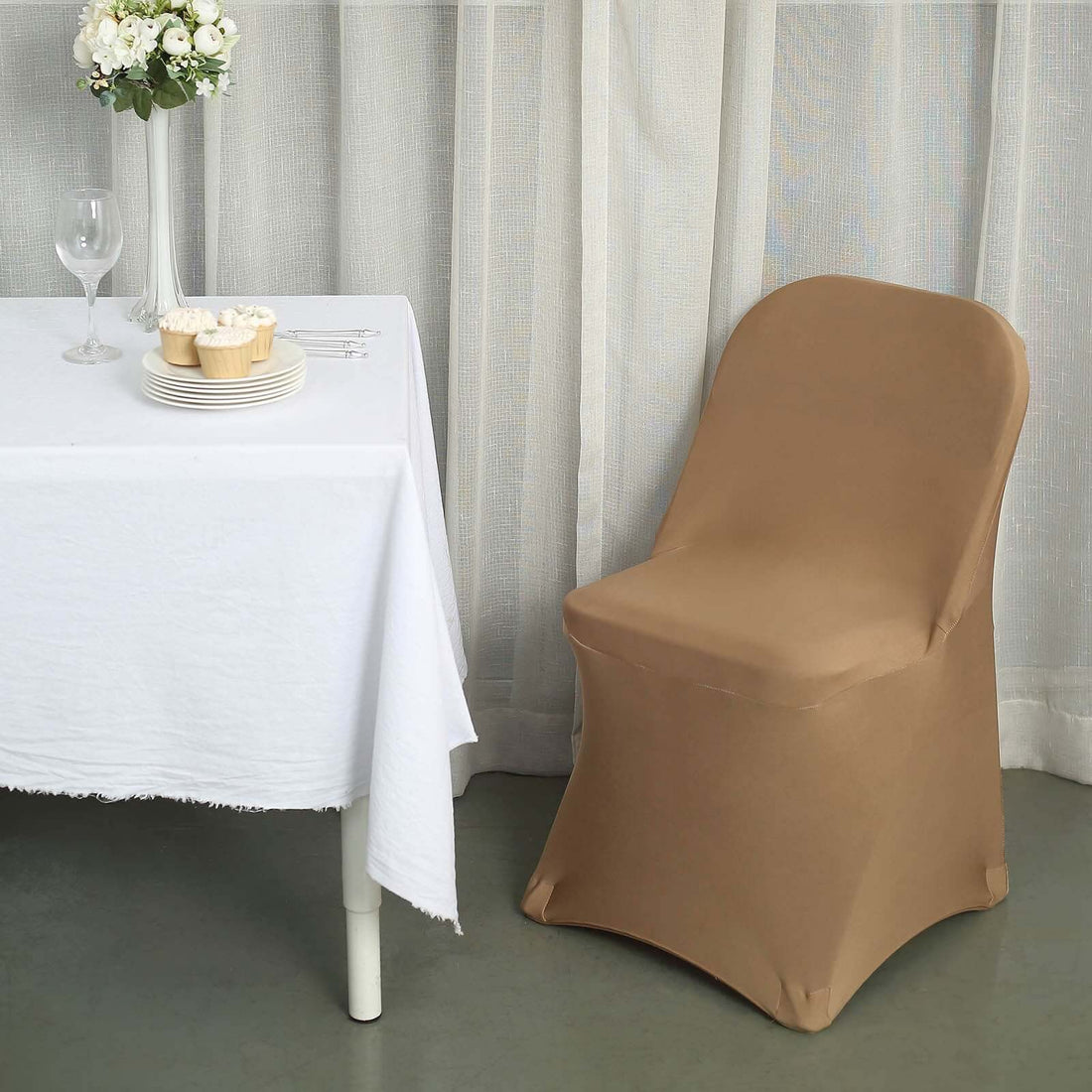 Spandex Folding Chair Cover Taupe | eFavormart