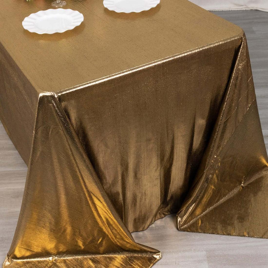 Sequin Dots Tablecloth 90"x132" Antique Gold | eFavormart