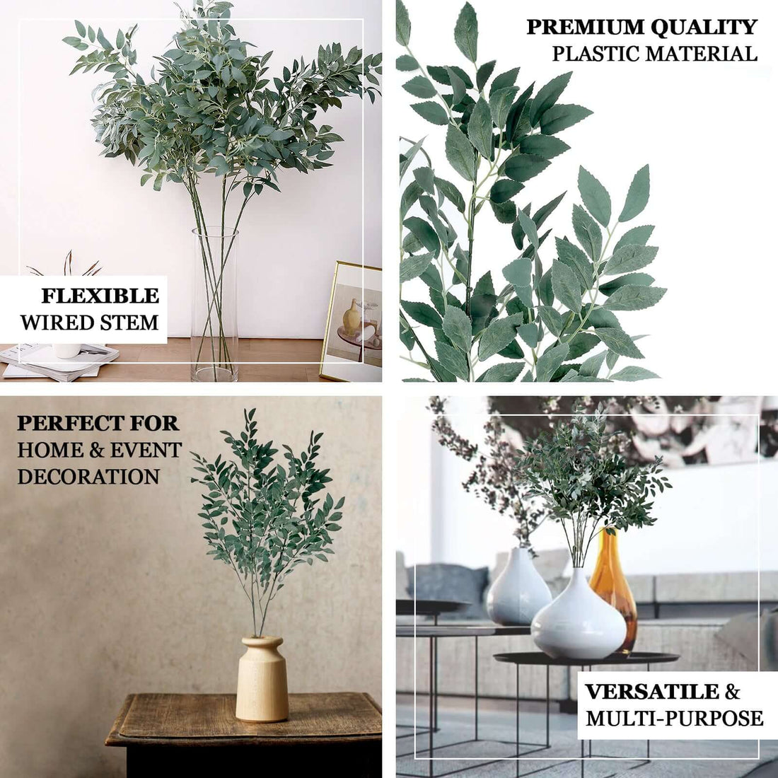 42" Tall Frosted Green Silk Plant Stems | eFavormart