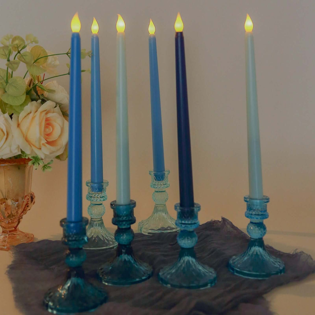 LED Taper Candles Mixed Blue 11" | eFavormart