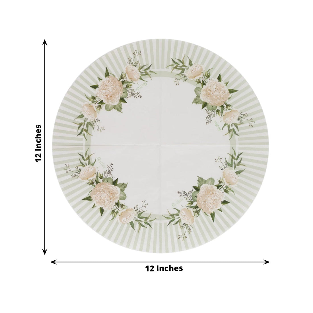 25pk Round Napkins 2-Ply Paper White/Sage | eFavormart