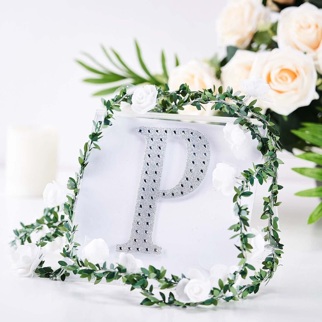 6" Rhinestone Sticker Letters "P" Silver | eFavormart