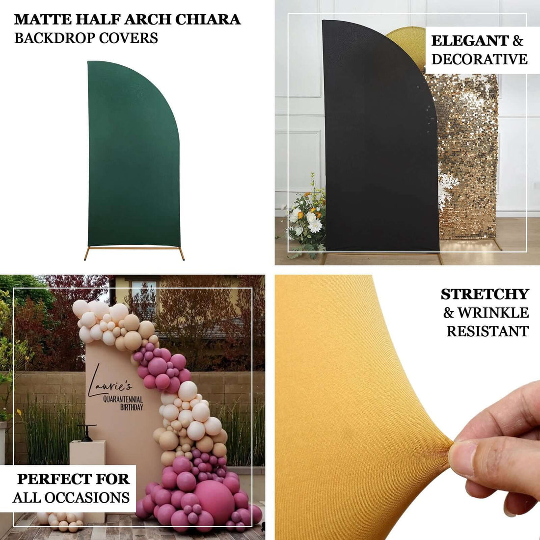 Matte Ivory Half Moon Wedding Arch Covers Set | eFavormart