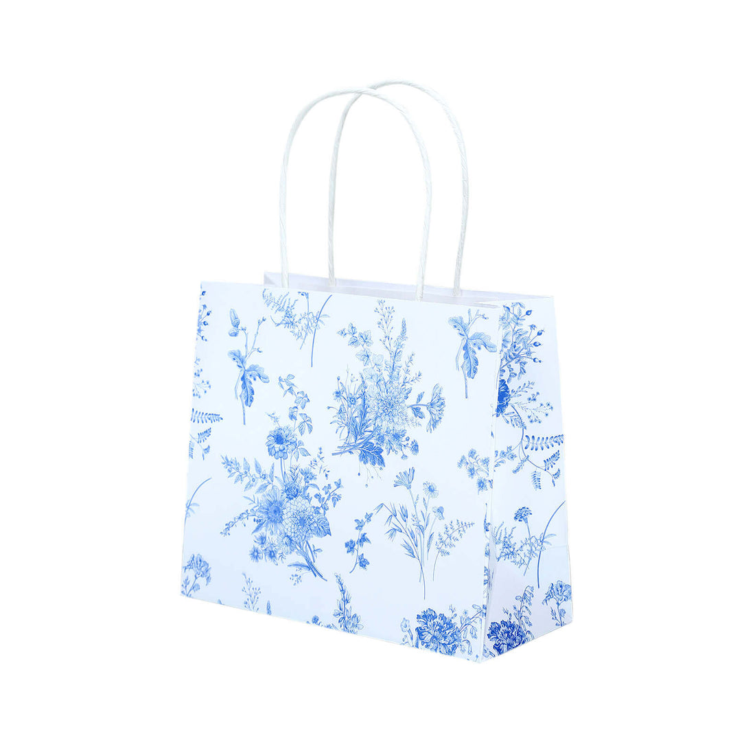 White Blue French Toile Paper Gift Bags | eFavormart