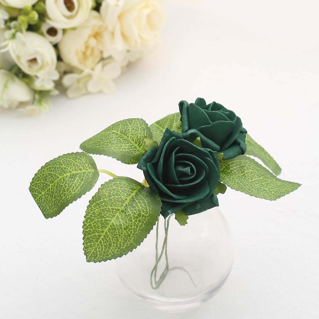 24 Hunter Emerald Green Foam Roses 2" | eFavormart
