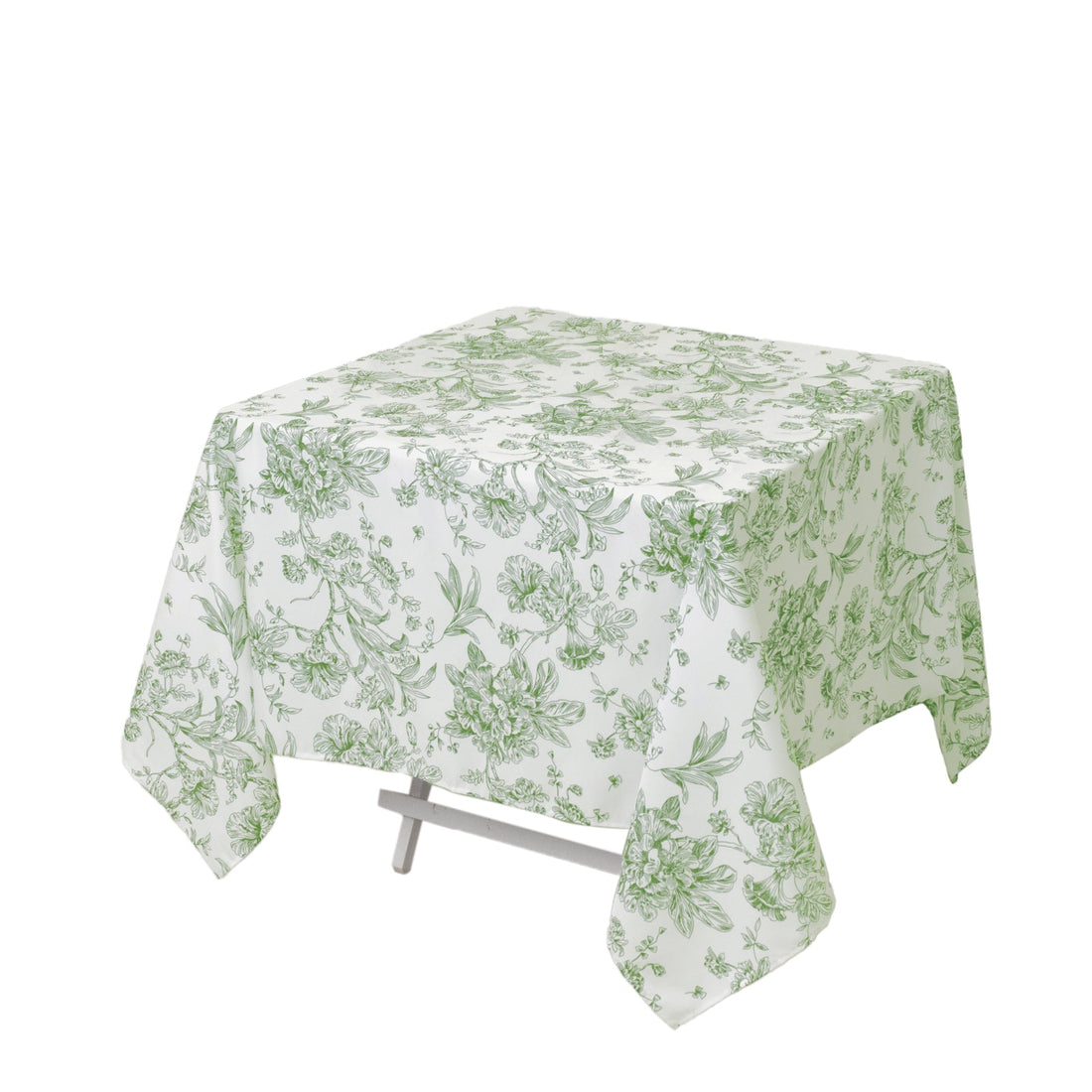 70" Sage Square Toile Polyester Tablecloth | eFavormart
