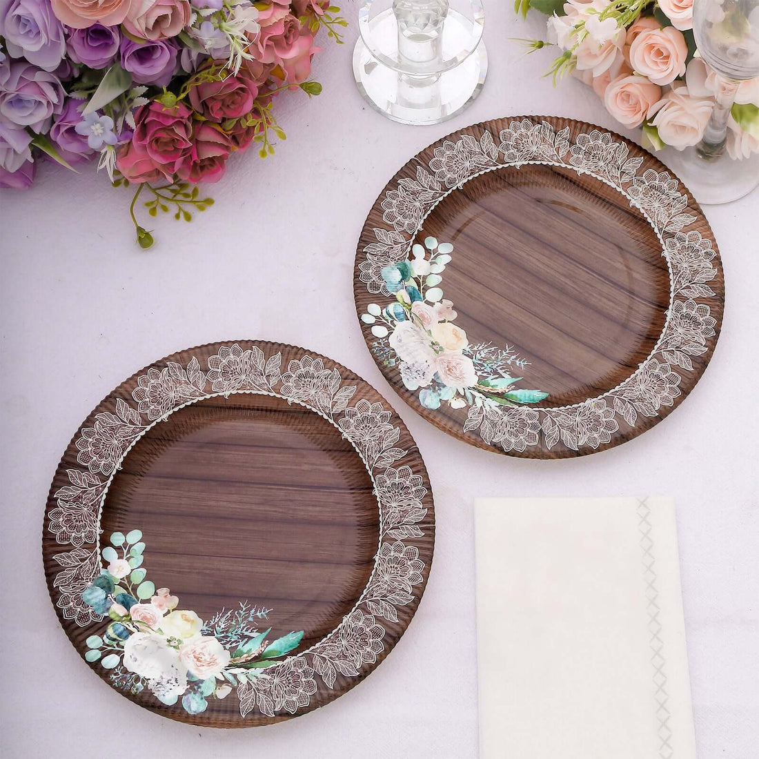 Paper Rustic Wood Charger Plates 13