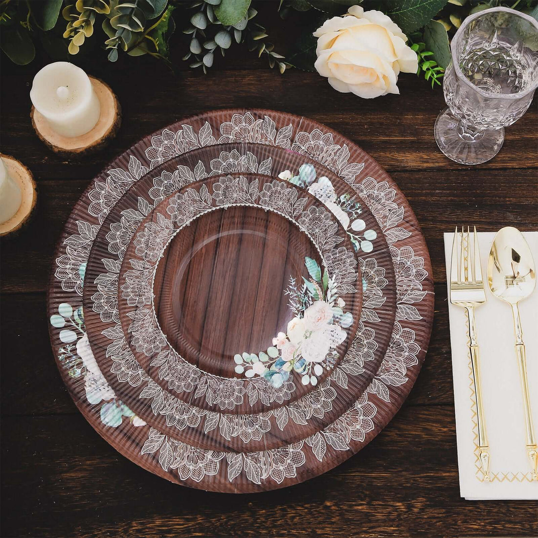 Paper Rustic Wood Charger Plates 13