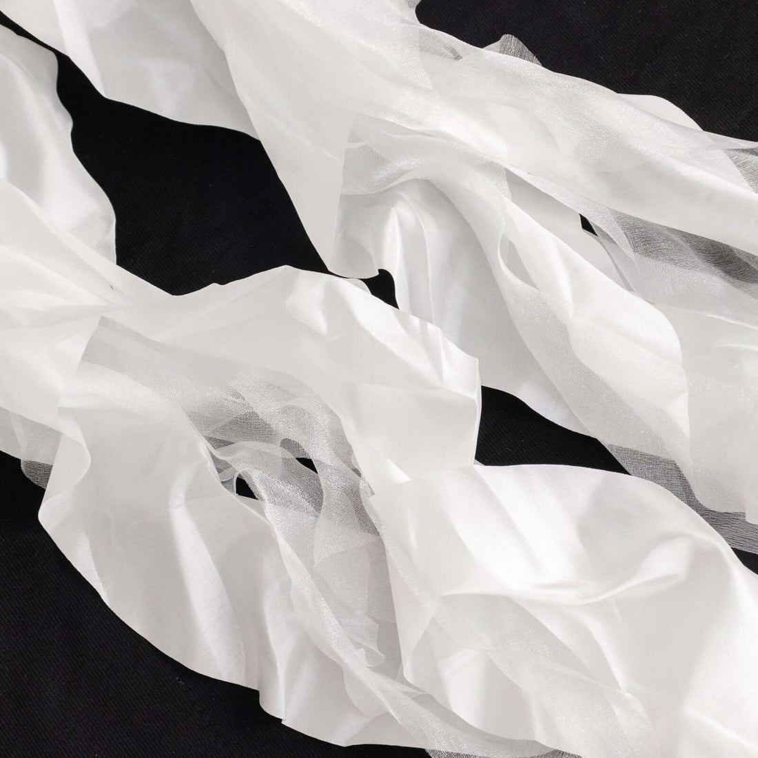 Curly Willow Chiffon Satin Sashes White | eFavormart